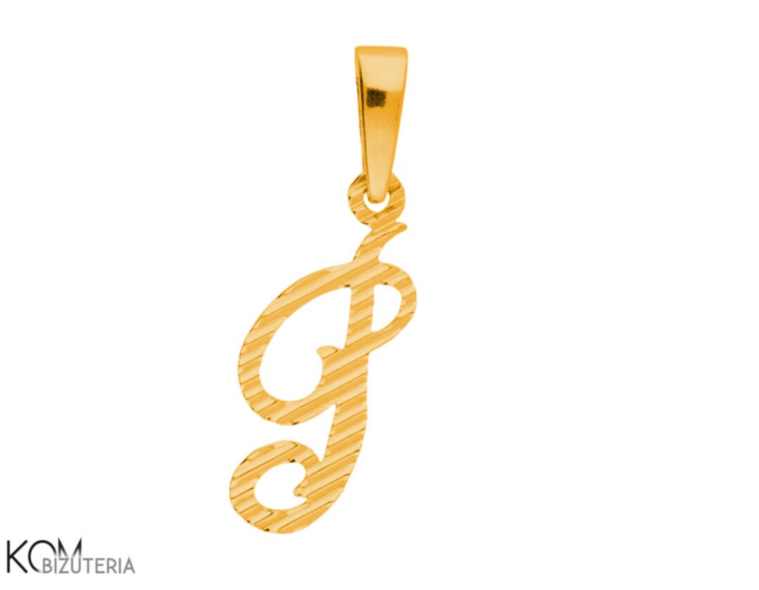 Pendant Charm Letter P Cursive Gold-plated Silver 925 Zaw91 (1 Piece ...