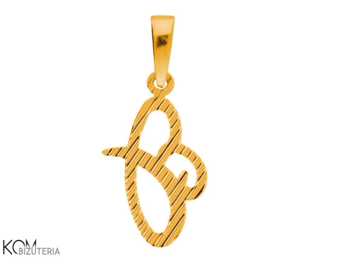 Pendant Charm Letter B Cursive Gold-plated Silver 925 Zaw101 (1 Piece ...