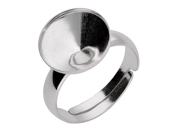 Silver 925 adjustable ring base with setting for Swarovski | Etsy