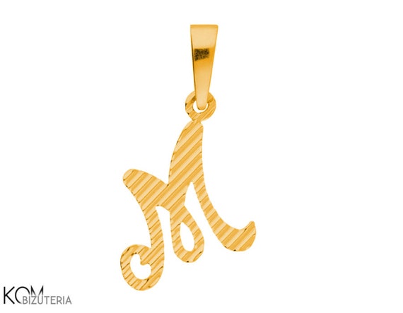 Pendant Letter M Cursive Gold-plated Silver 925 Zaw94 1 - Etsy