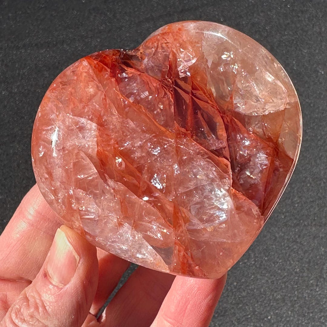 Red Fire Quartz Heart Hematoid Quartz - Etsy