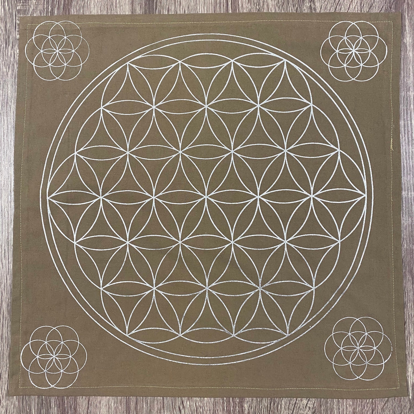 Large Flower of Life Crystal Grid Mat Handmade Upcycled - Etsy
