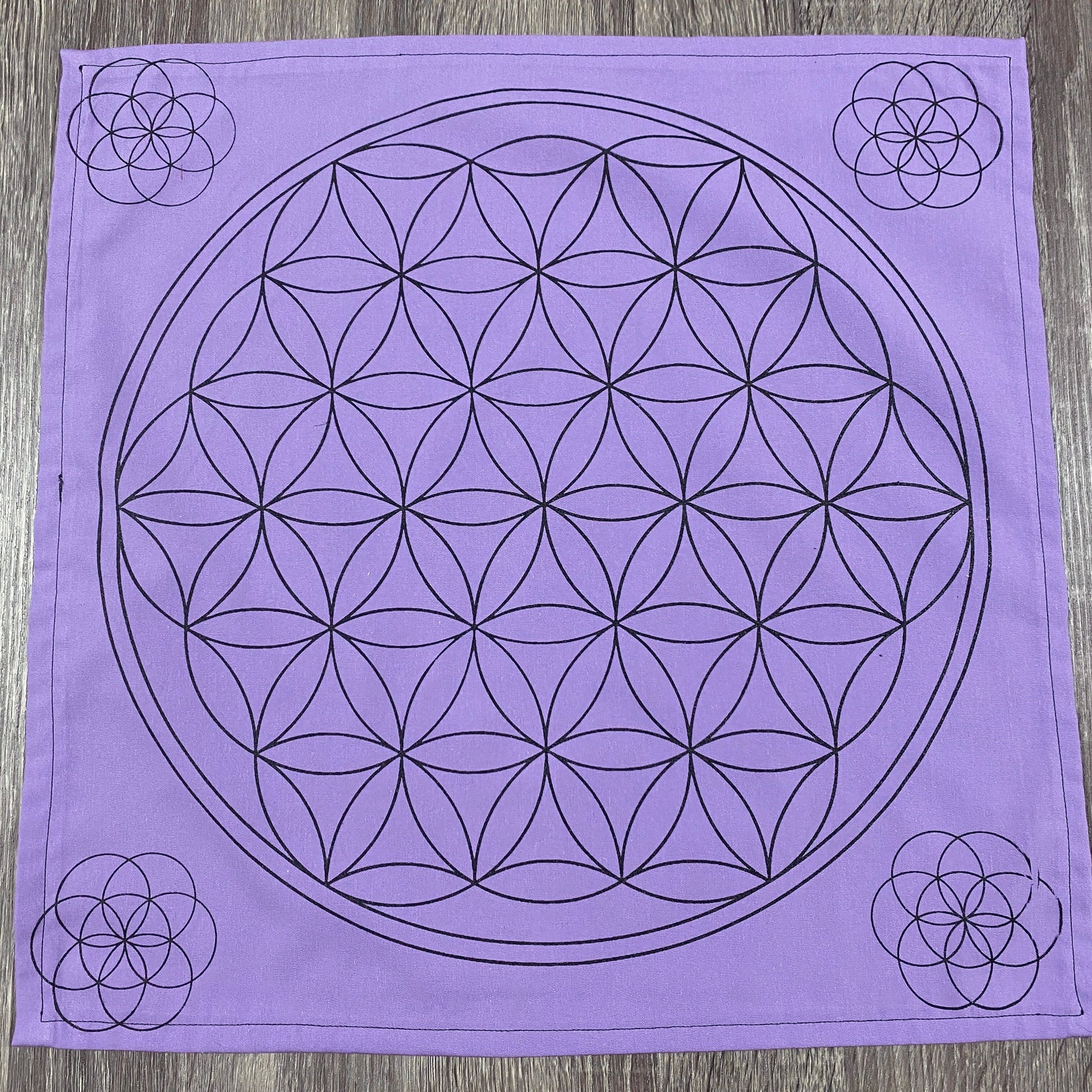Large Flower of Life Crystal Grid Mat Handmade Upcycled - Etsy