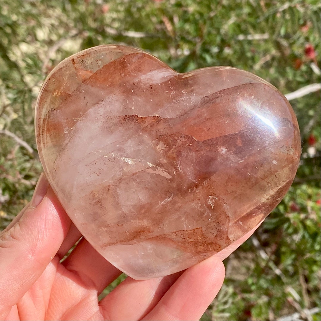 Red Fire Quartz Heart Hematoid Quartz - Etsy