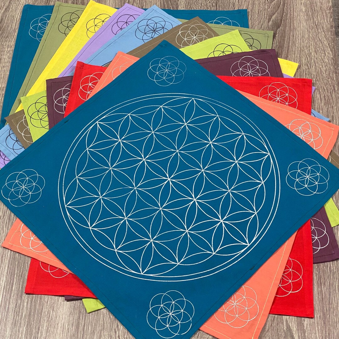 Large Flower of Life - Crystal Grid Mat - Handmade - Upcycled ...