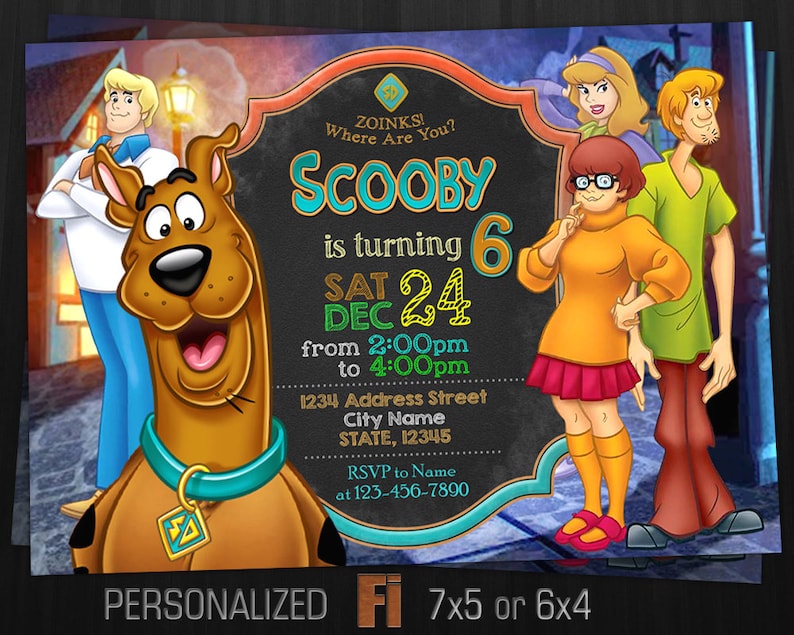 Scooby Doo Invitation Scooby Doo Birthday Party Scooby Doo Etsy