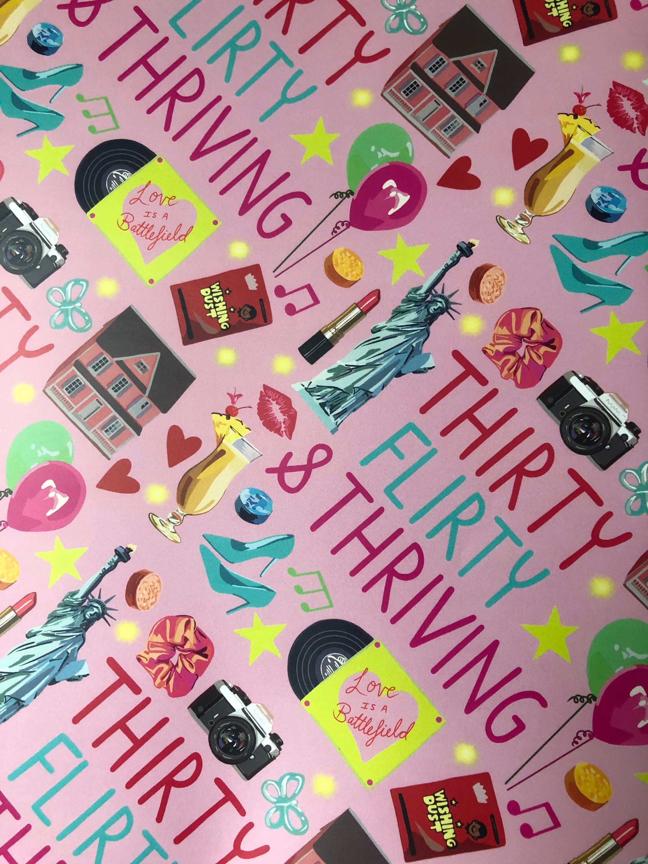 Thirty Flirty and Thriving Wrapping Paper 30th Birthday Pink | Etsy