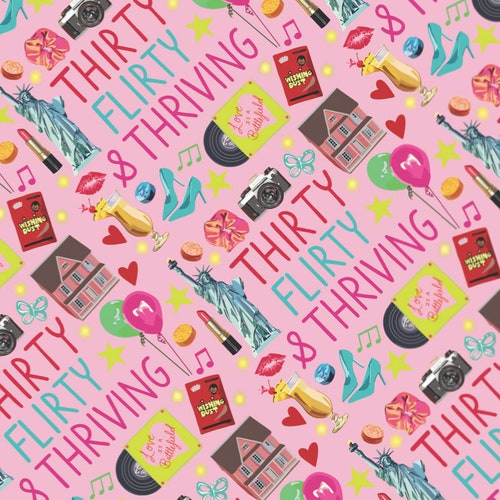 Thirty Flirty and Thriving Wrapping Paper 30th Birthday Pink | Etsy