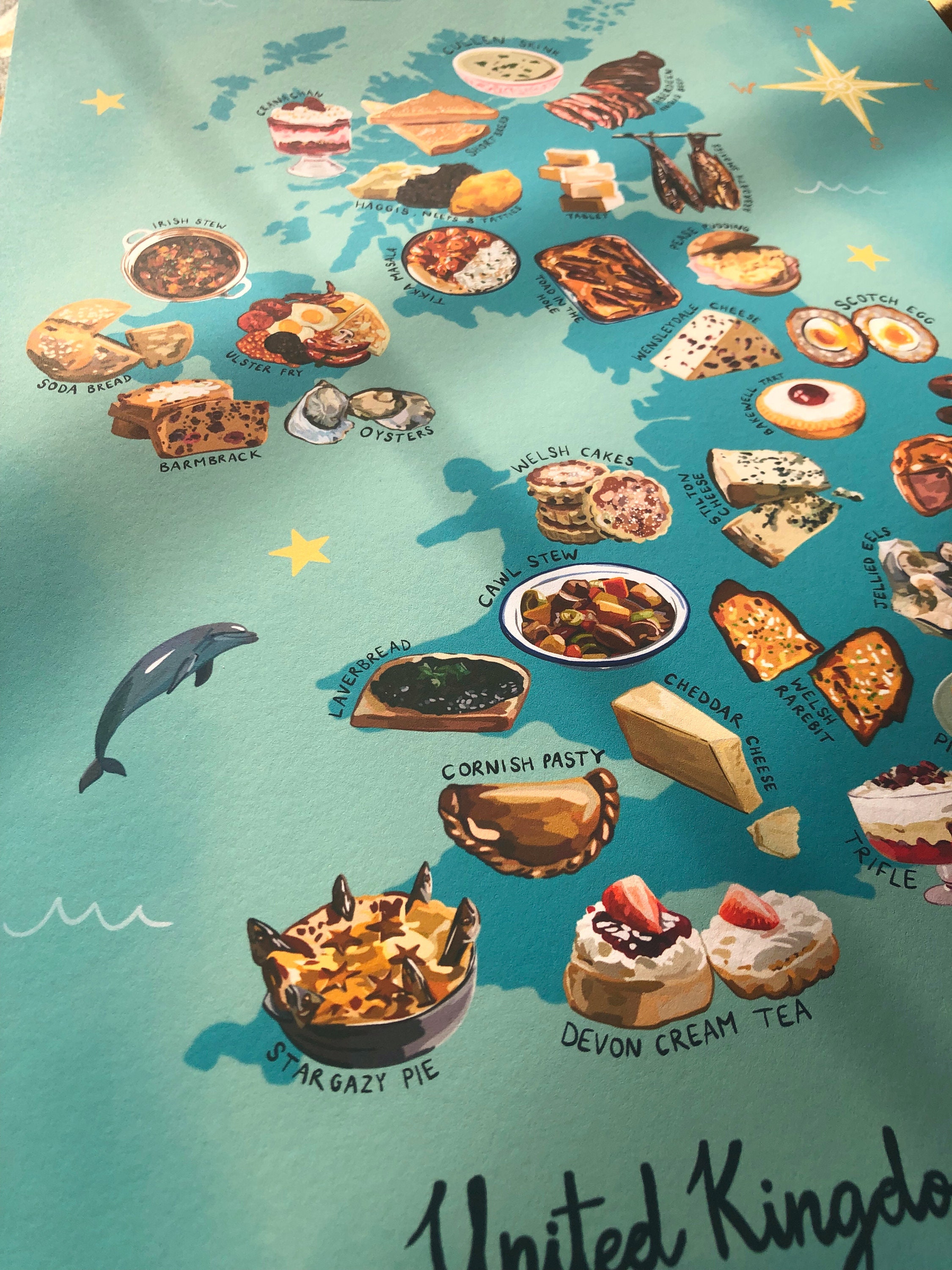 UK Food Map Illustration Art Print A4 A3 Cooking Wall Poster - Etsy