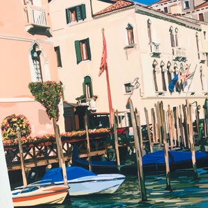 Venice Grand Canal A6 A5 A4 A3 Art Print Illustrated Italy Wanderlust ...