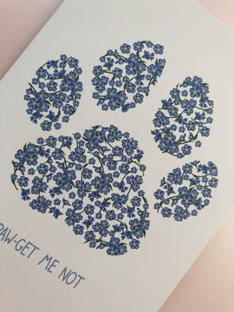 Forget Me Not Paw A6 Pet Loss Card Dog Bereavement - Etsy
