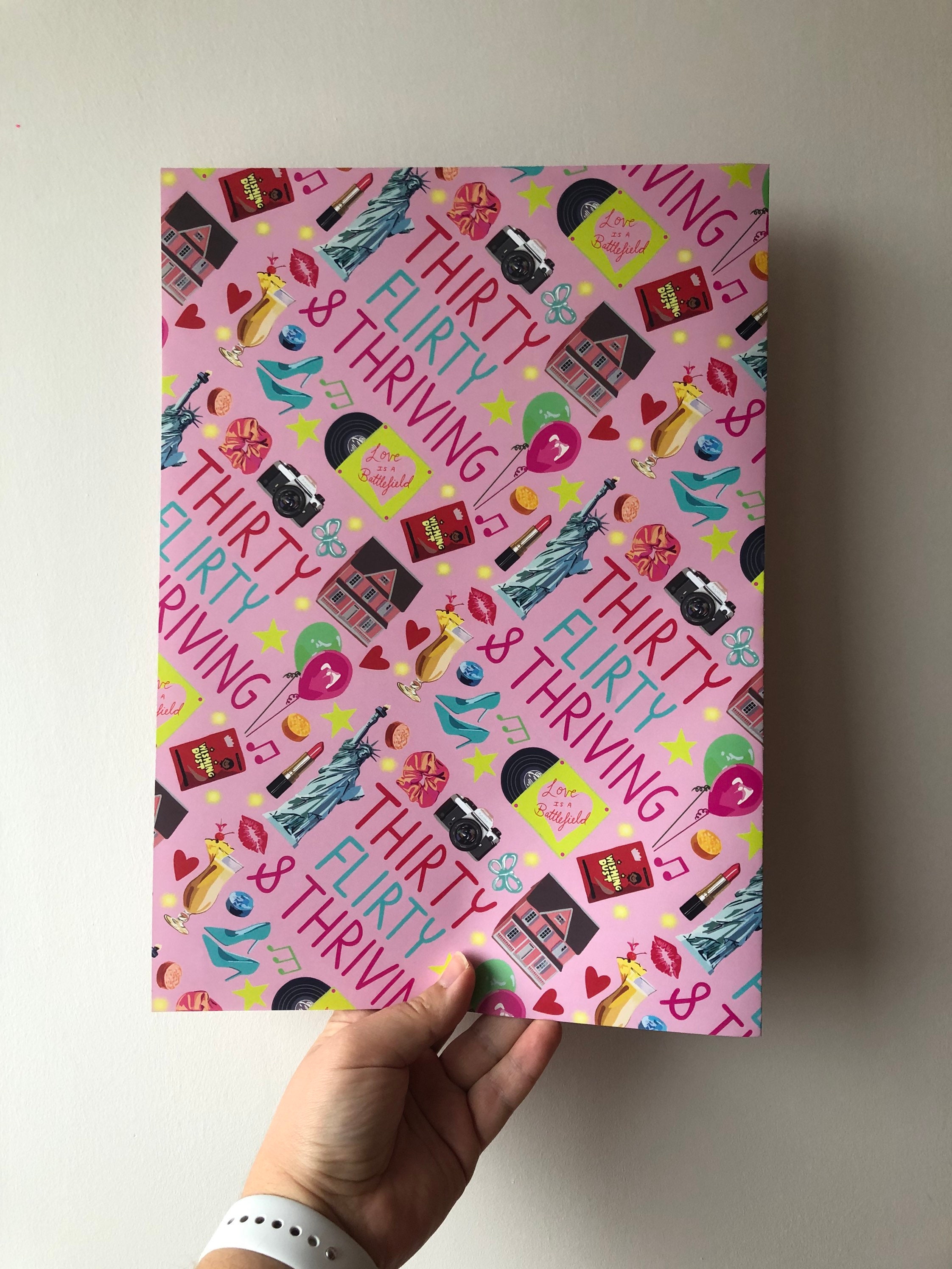 Thirty Flirty and Thriving Wrapping Paper 30th Birthday Pink | Etsy