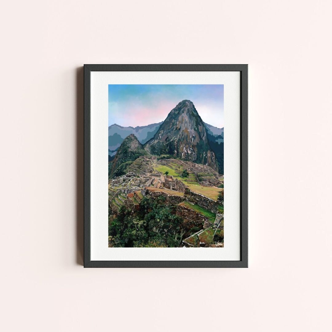 Machu Picchu Incan Citadel Peru A6 A5 A4 A3 Art Print Illustration ...
