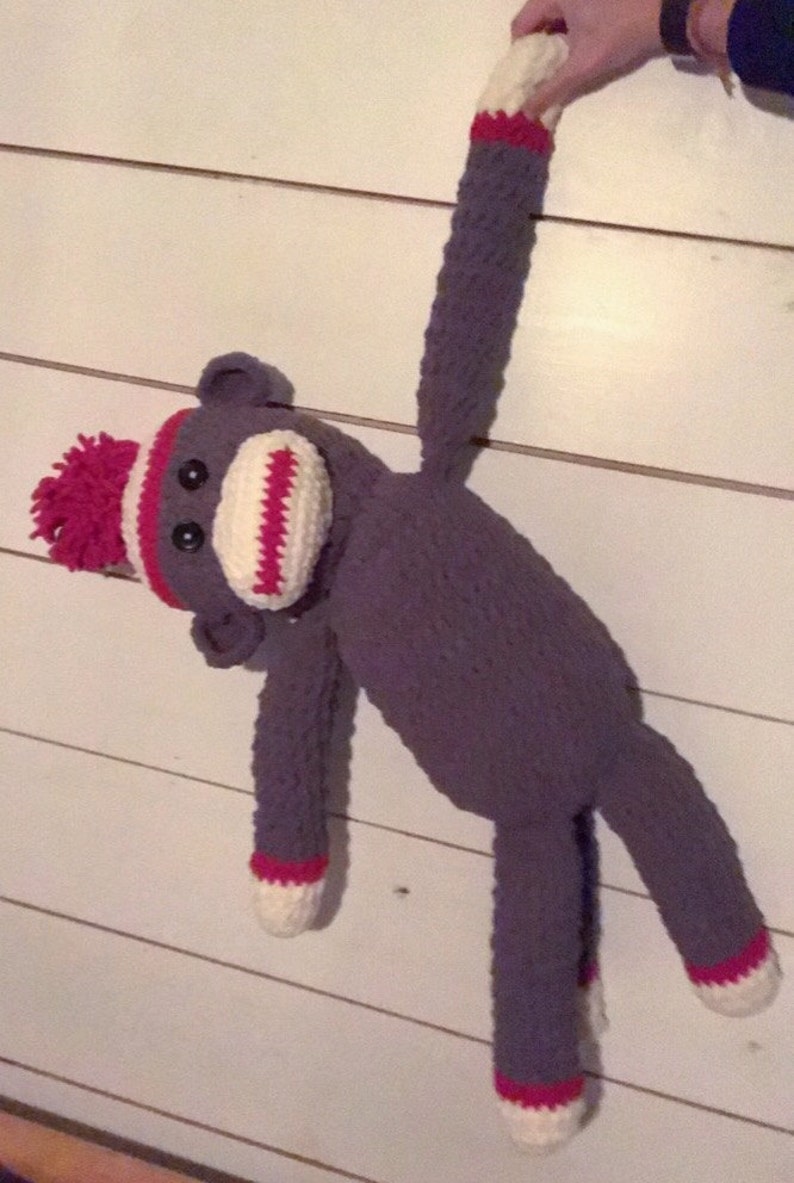 Crochet Sock Monkey PATTERN Big - Soft Bernat Blanket Wool for Baby or ...