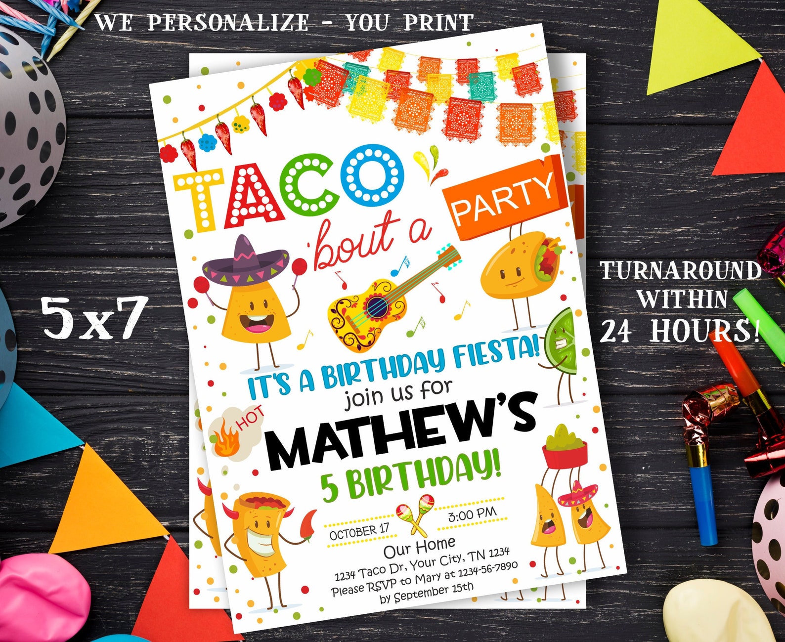 Taco Birthday Invitation Taco Birthday Taco Bout Fun Fiesta - Etsy