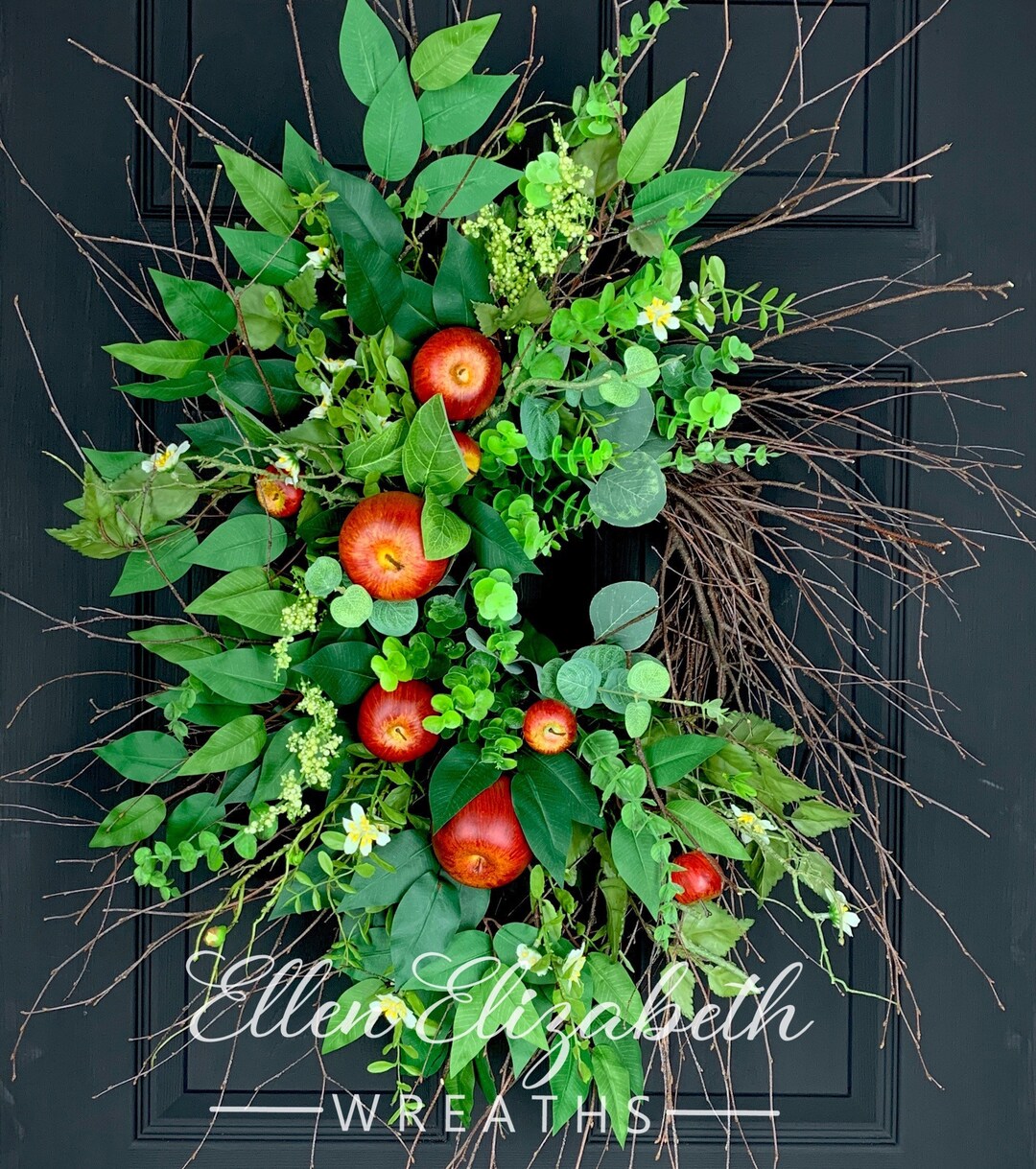 Apple Wreath, Wispy Twig Wreath, Spring Grapevine Wreath for Front Door ...