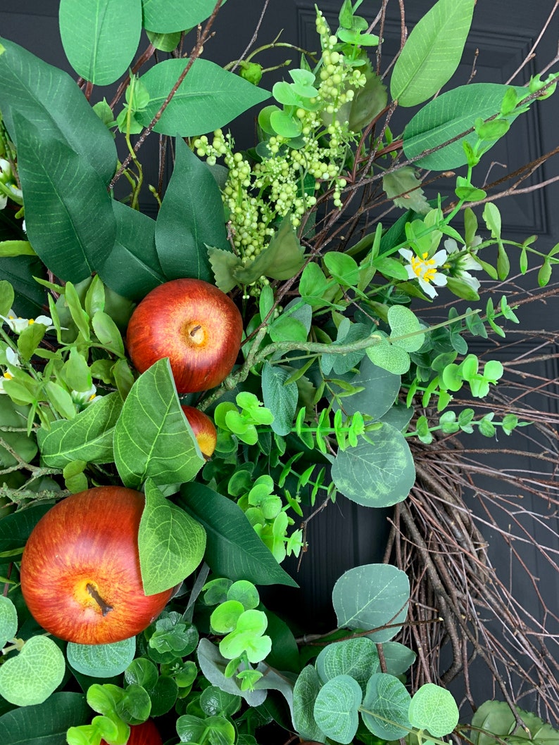 Apple Wreath Wispy Twig Wreath Spring Grapevine Wreath for - Etsy