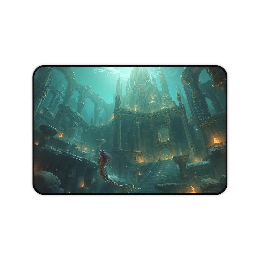 Atlantis Desk Mat, Mythical Underwater City, Neoprene Office Decor - Etsy