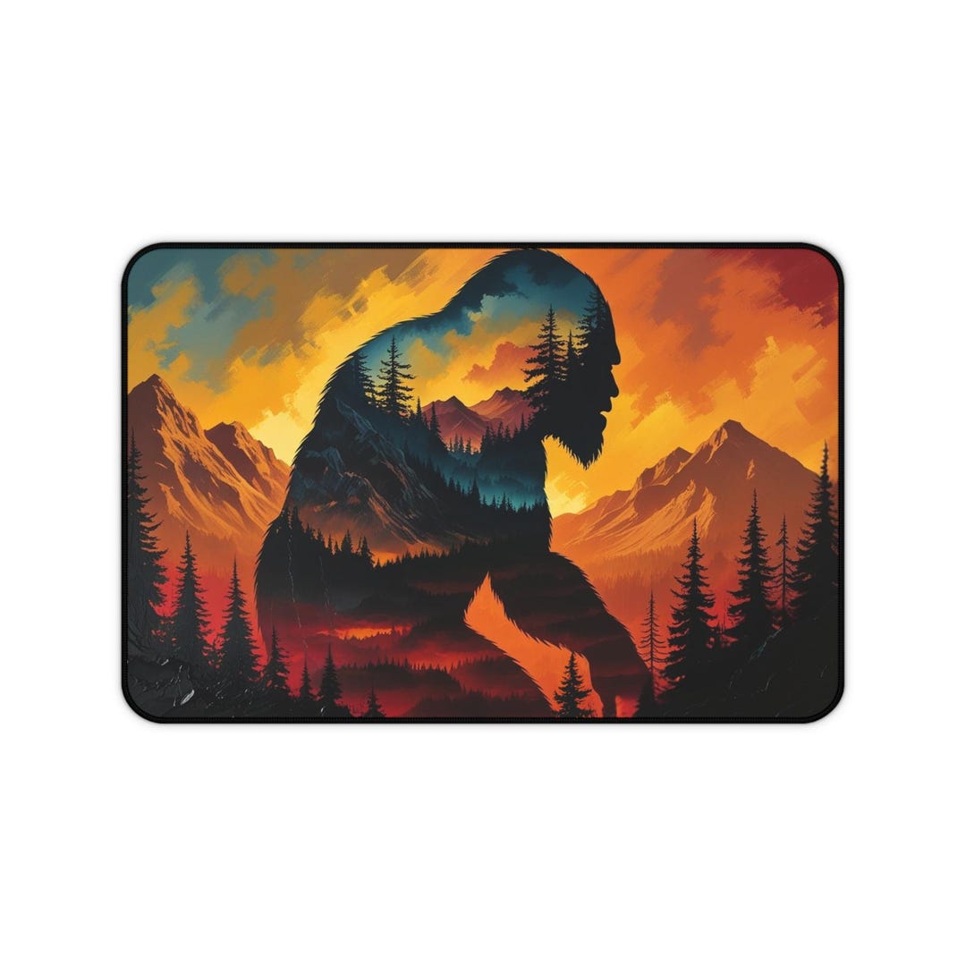 Adventure Desk Mat, Bigfoot Mountain Mousepad, Nature Office Decor ...