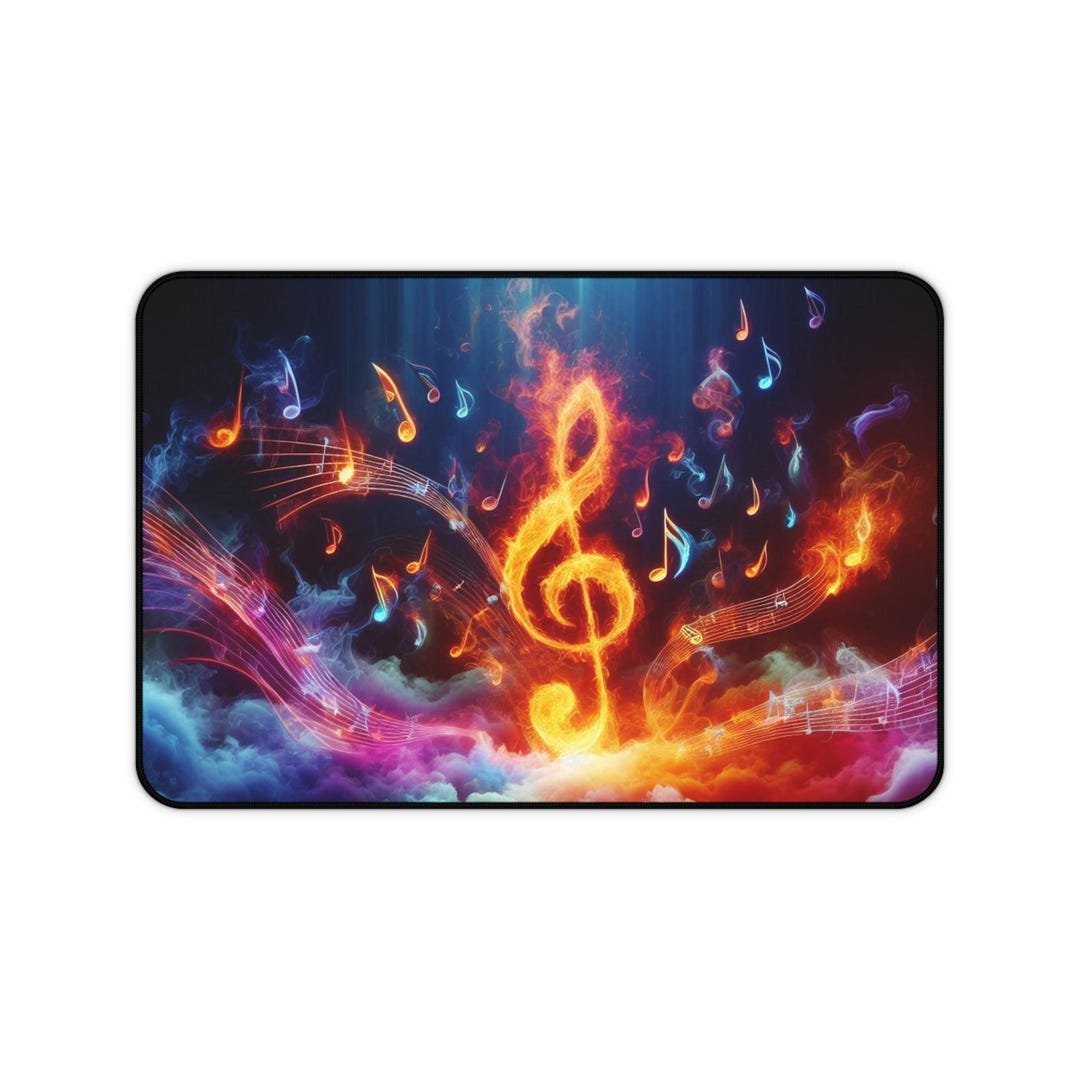 Music Notes Desk Mat, Treble Clef Gaming Pad, Vibrant Musician Gift ...