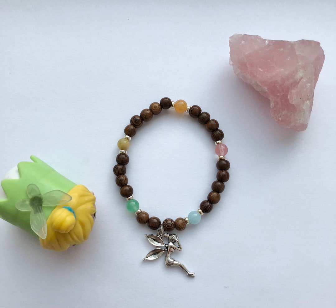 Fairies Inspired Rainbow Gemstone and Wood Bracelet / Disney Fairies ...