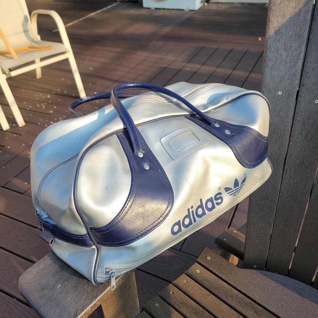 Rare Silver Blue 1970's ADIDAS Gym Sports Bag Duffle Original Hong Kong ...