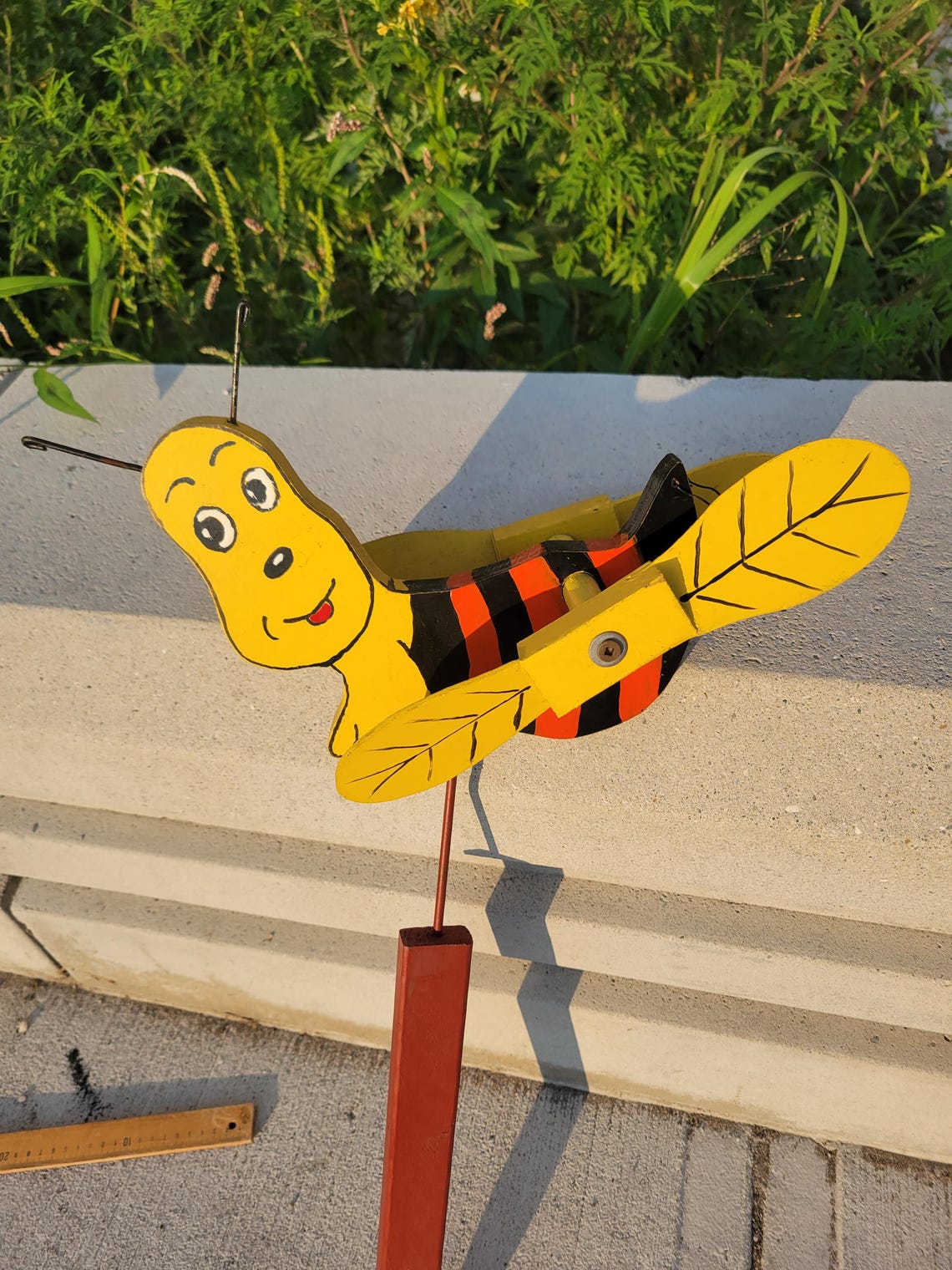Antique Whirligig Bee Bug Folk Art Lawn Cottage Hand Made Decoration ...