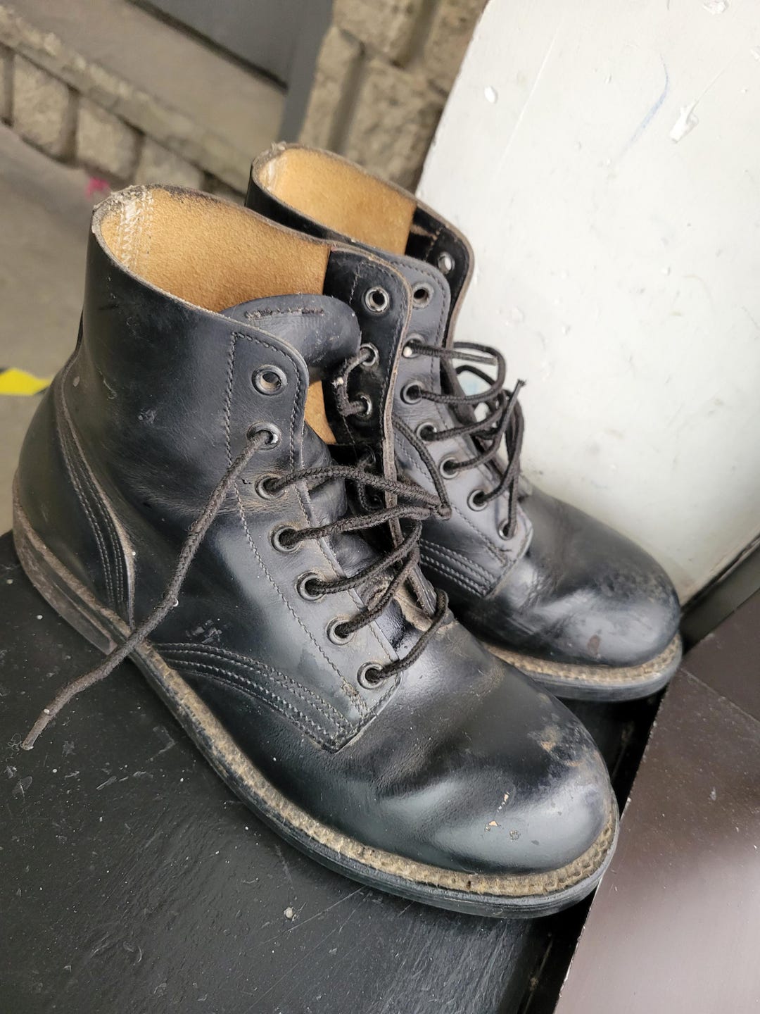 Vintage Canadian Military Parade Work Boots Black Leather Mens 5.5 ...
