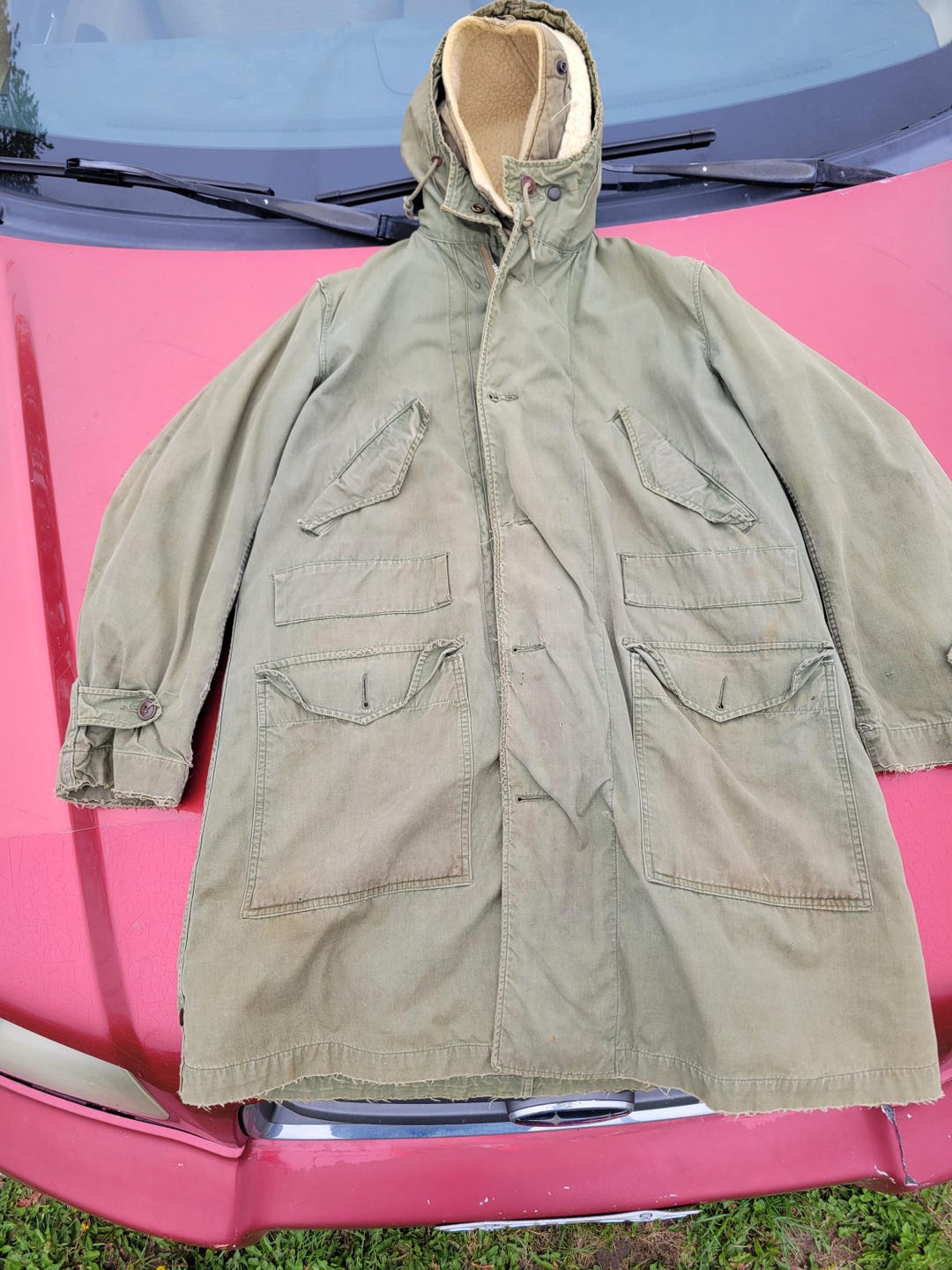 Vintage 40s M47 Parka Korean War Jacket USAF Coat W/ Liner Mens Medium ...