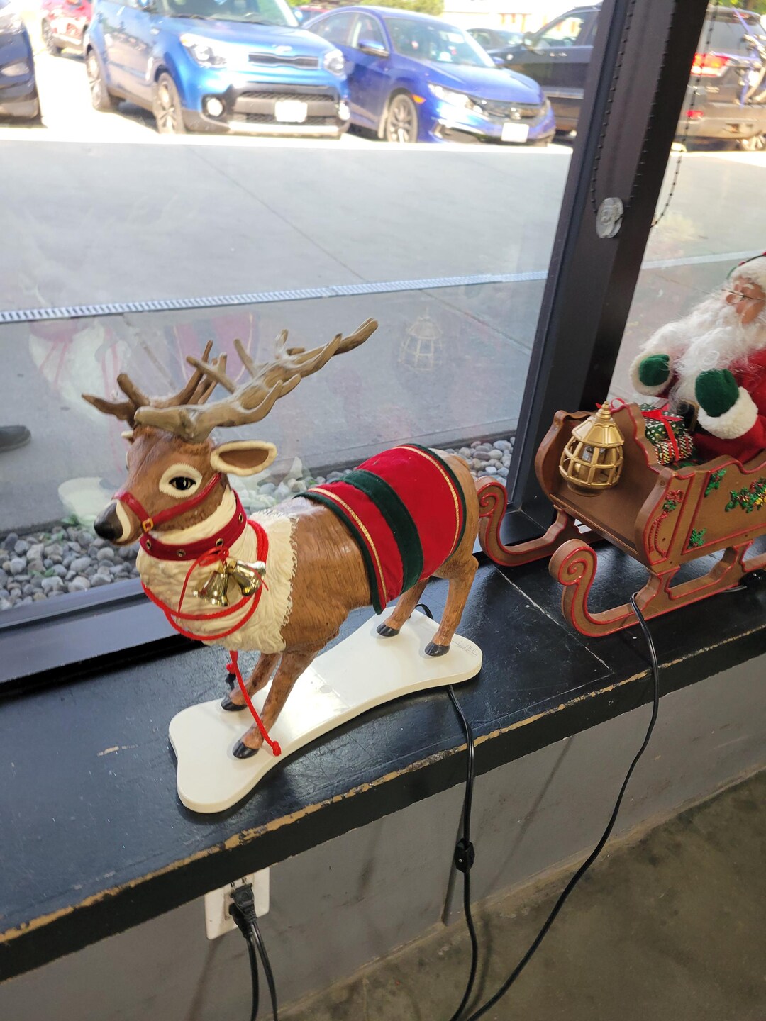 Holiday Creation Santa on Sleigh Reindeer Animated Musical Christmas ...