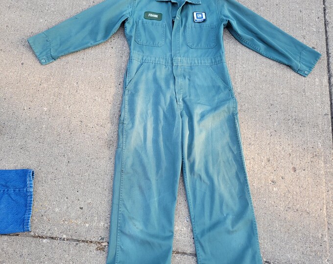 Vintage 80s Coverall Work Wear General Motors GM Green Mens Small Size ...