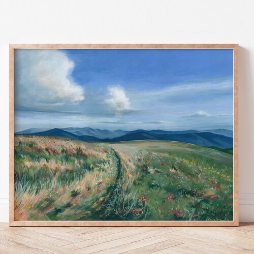 Mountain Print Mountain Painting Mountain Art Blue Ridge - Etsy