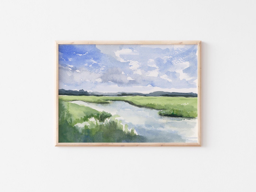 Landscape Marsh Painting | Landscape Print | Marsh Print | Coastal ...