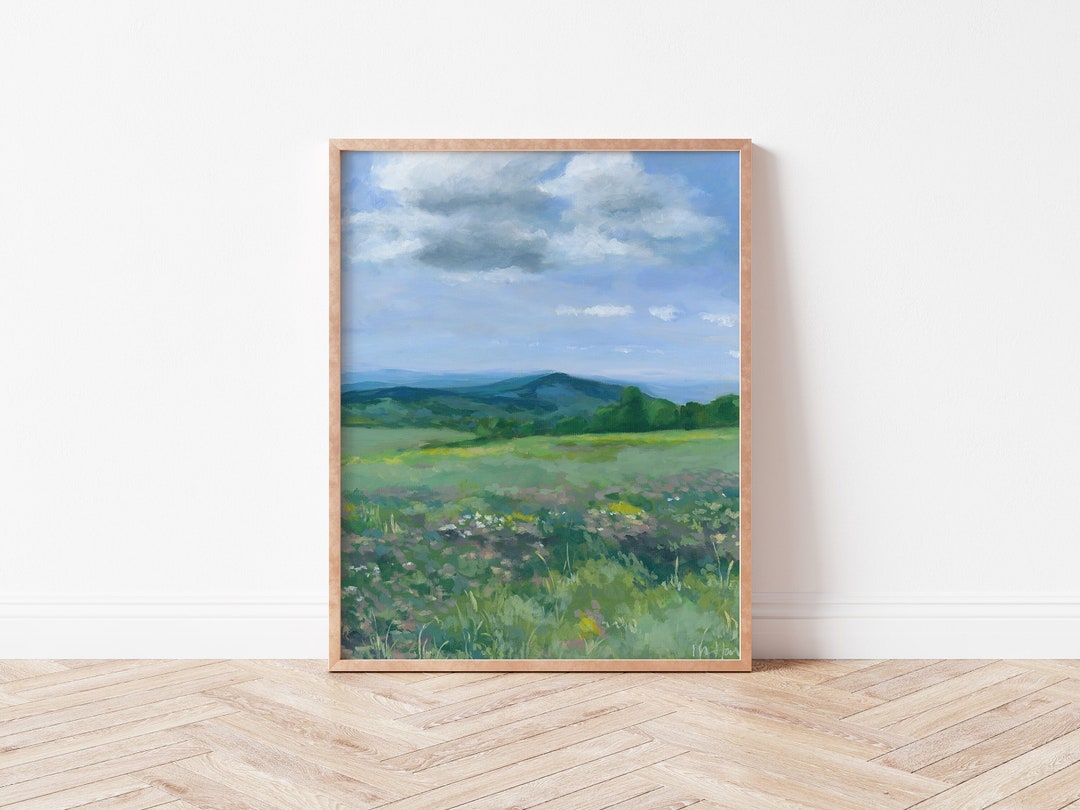 Mountain Abstract Painting | Mountain Art Print | Mountain Print | Blue ...