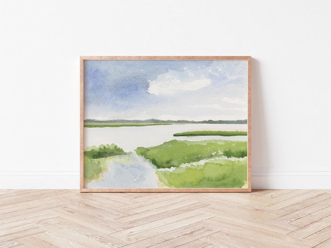Landscape Marsh Painting | Landscape Print | Marsh Print | Coastal ...