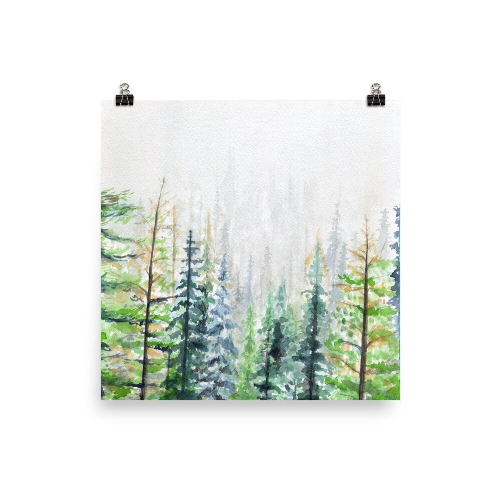 Mountain trees Mountain painting Forest painting | Etsy