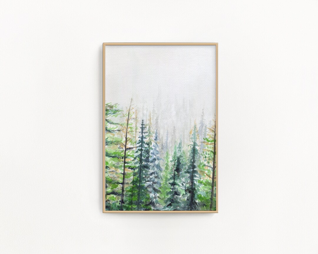 Mountain Trees | Mountain Painting | Forest Painting | Mountain Print ...