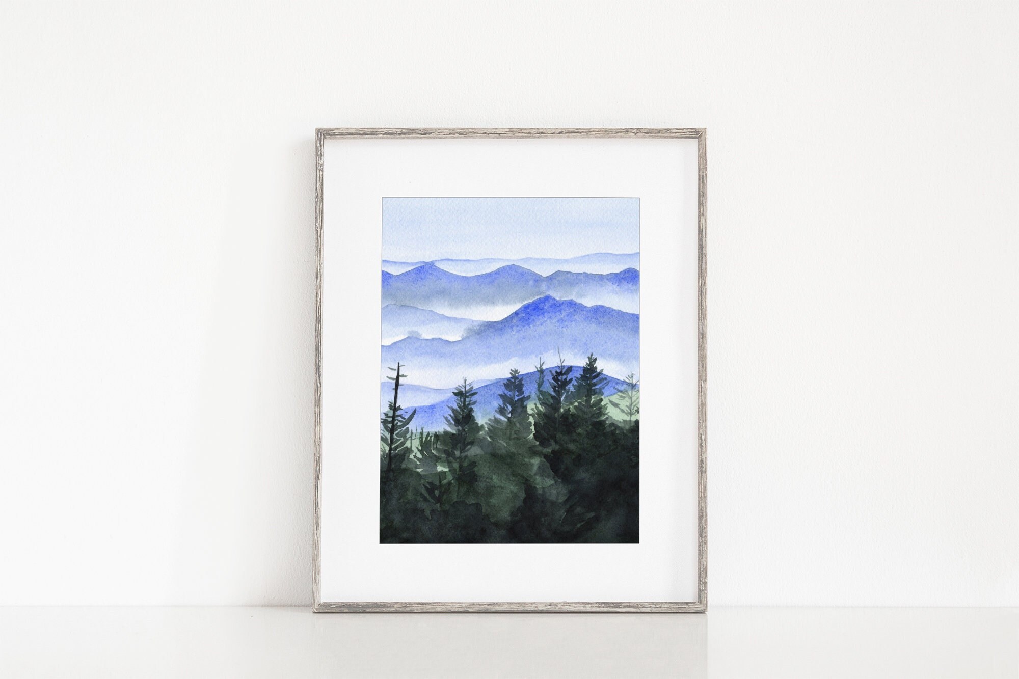 Mountain Trees Painting Mountain Painting Mountain Print - Etsy
