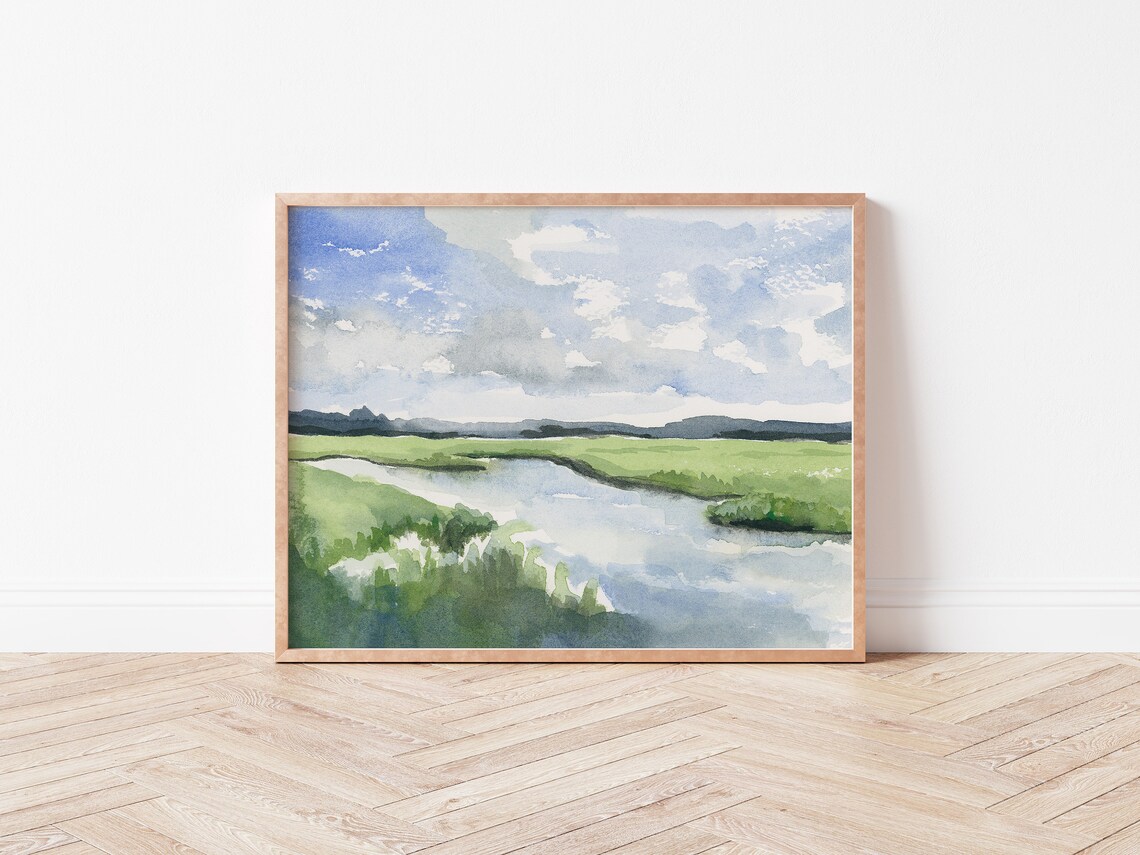Set of 2 Landscape Marsh Painting Landscape Print - Etsy