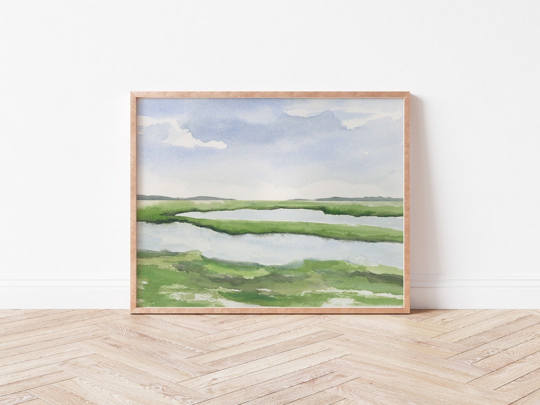 Landscape Marsh Painting | Landscape Print | Marsh Print | Coastal ...