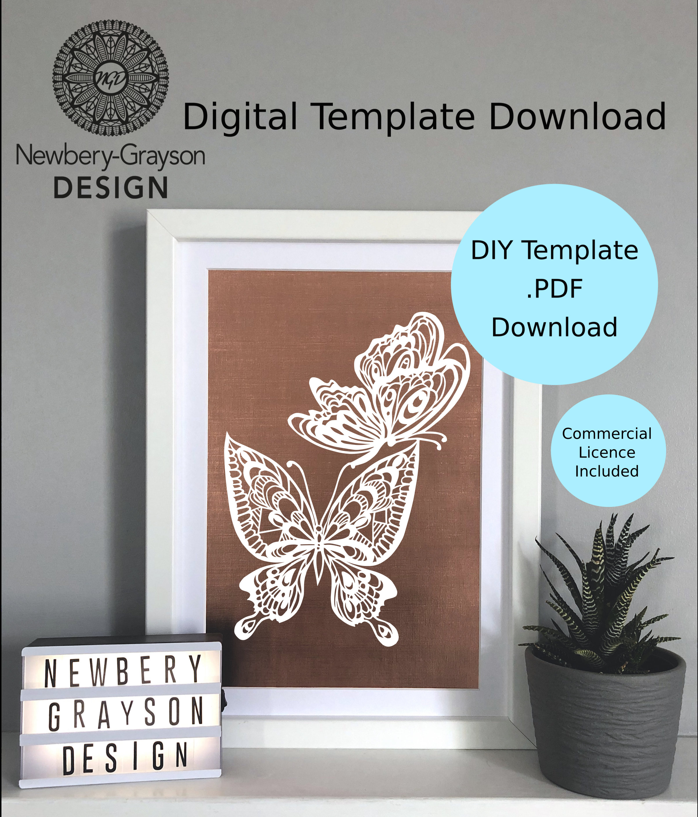 Butterflies Papercutting Template Digital Download - Etsy