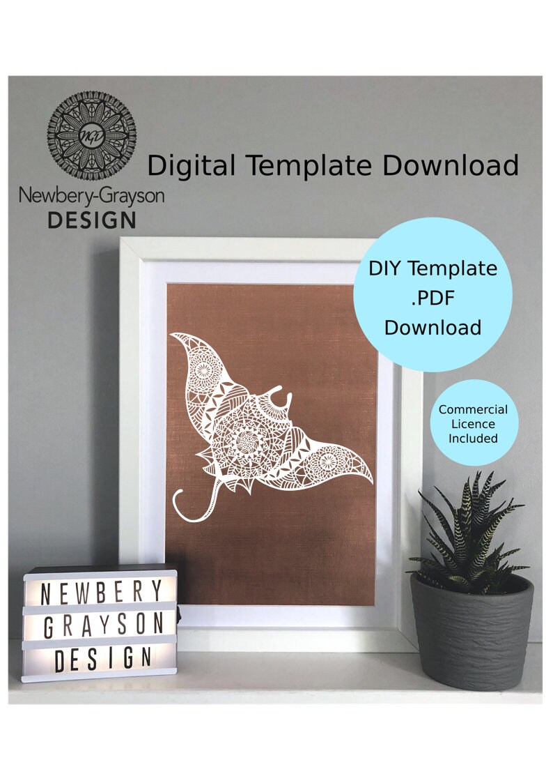 Mandala Manta Ray Papercutting Template Digital Download - Etsy