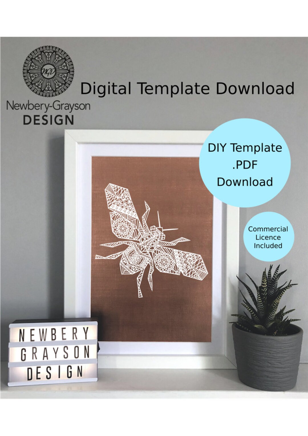 Mandala Bee Papercutting Template Digital Download - Etsy