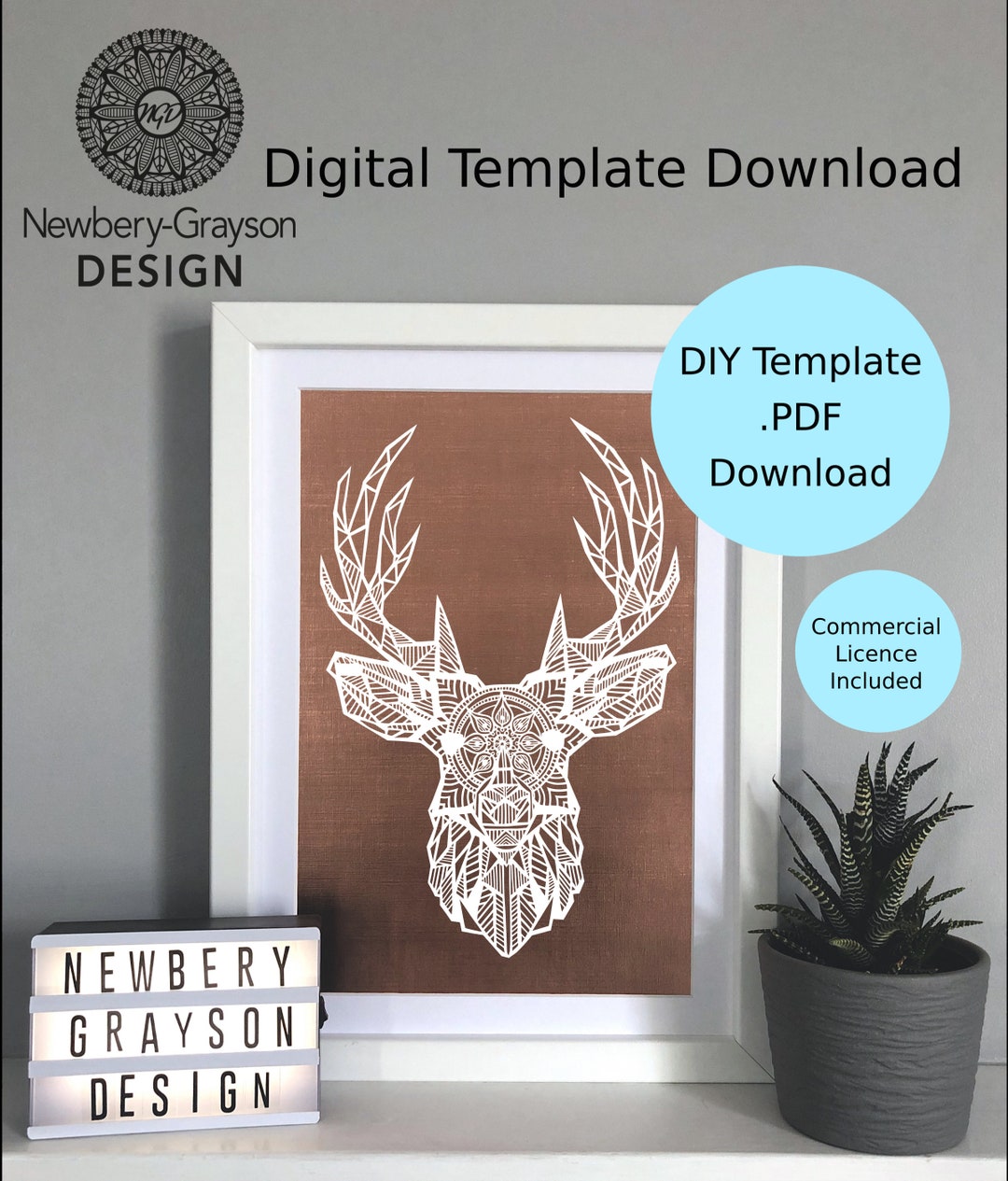 Geometric Mandala Stag Papercutting Template Digital Download - Etsy