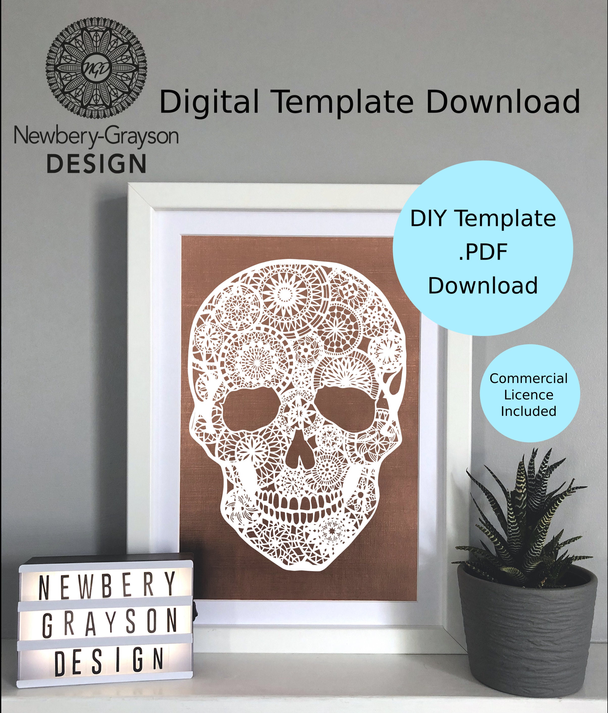 Mandala Skull Papercutting Template Digital Download - Etsy