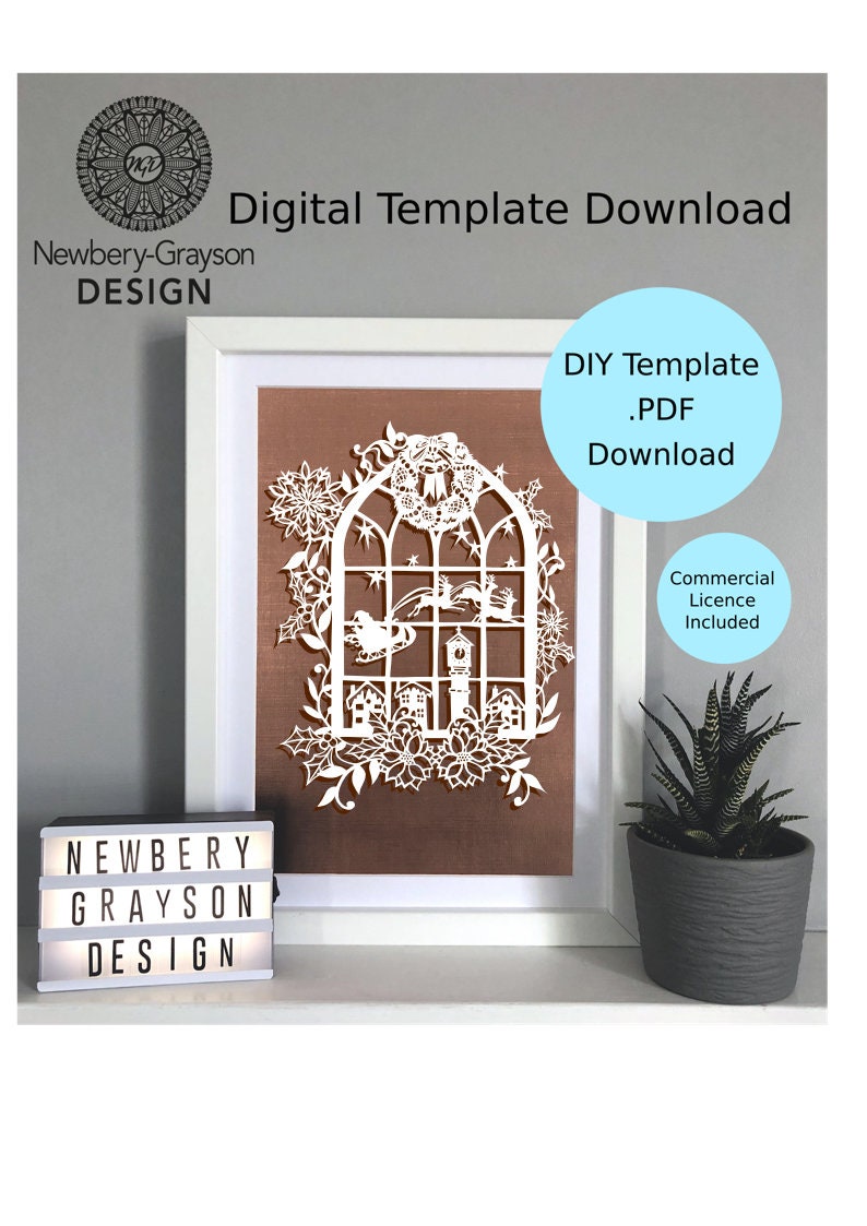 Christmas Window Digital Papercutting Template Digital Download - Etsy
