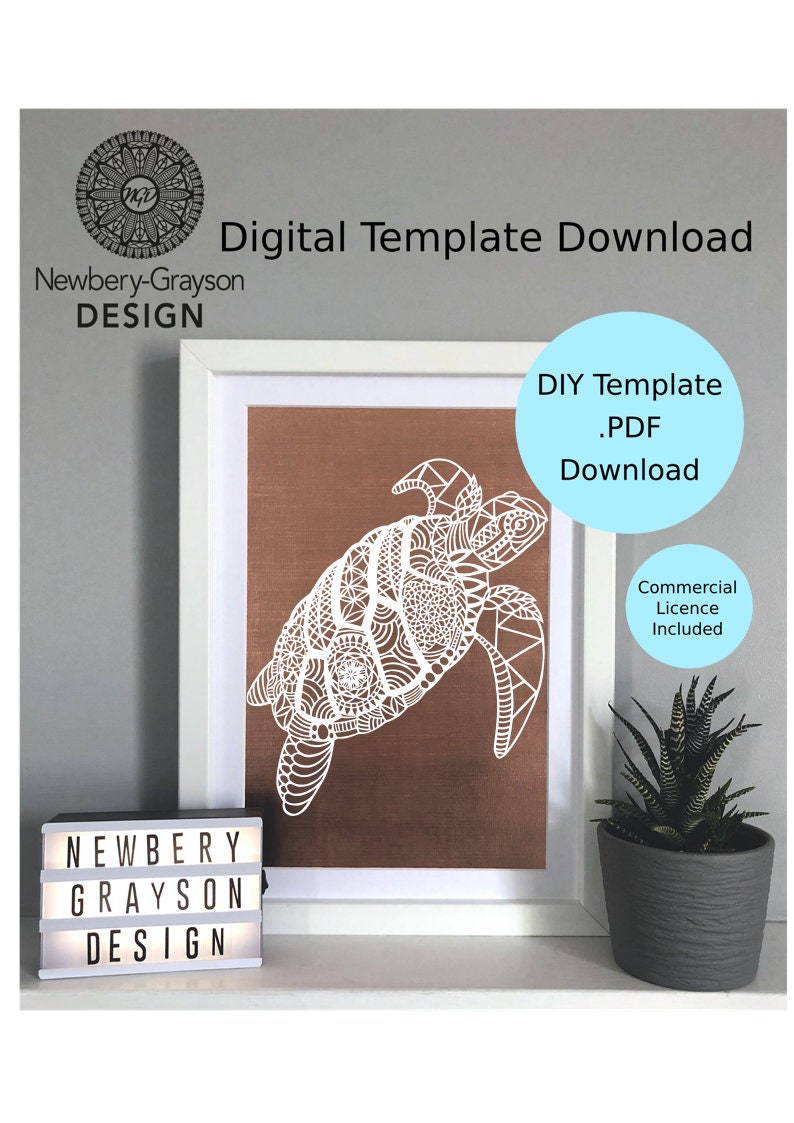 Mandala Sea Turtle Papercutting Template Digital Download - Etsy