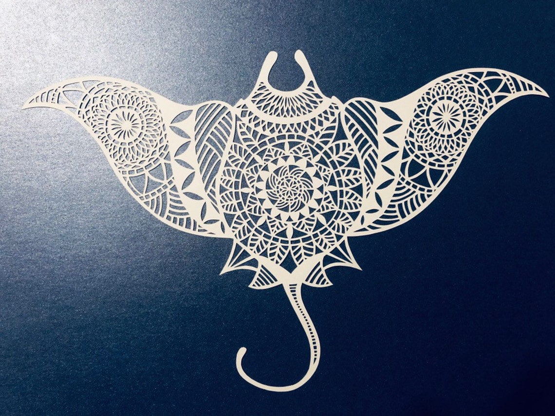 Mandala Manta Ray Papercutting Template Digital Download - Etsy
