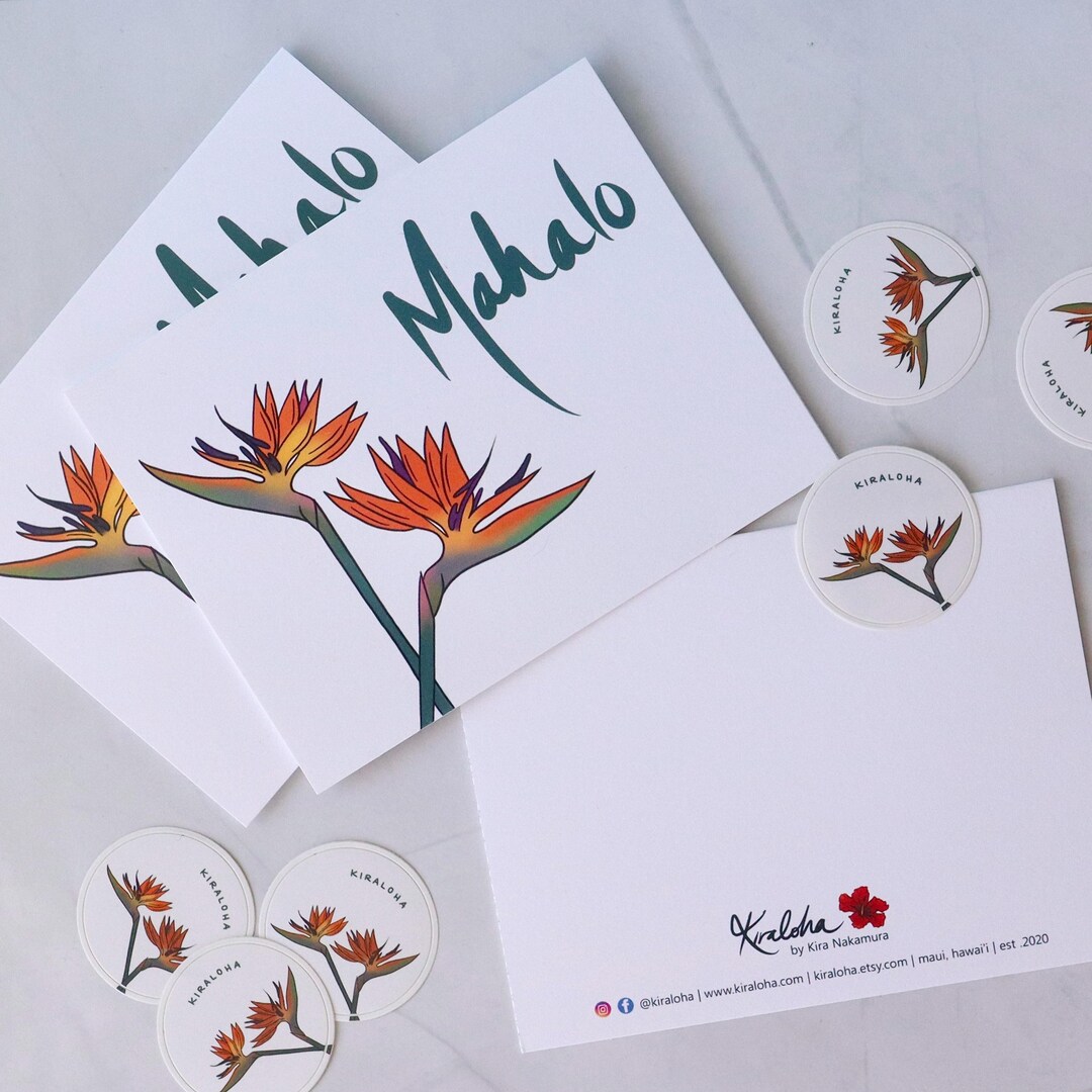 Mahalo Paradise (thank You) | Single Note Card | Blank Inside - Etsy