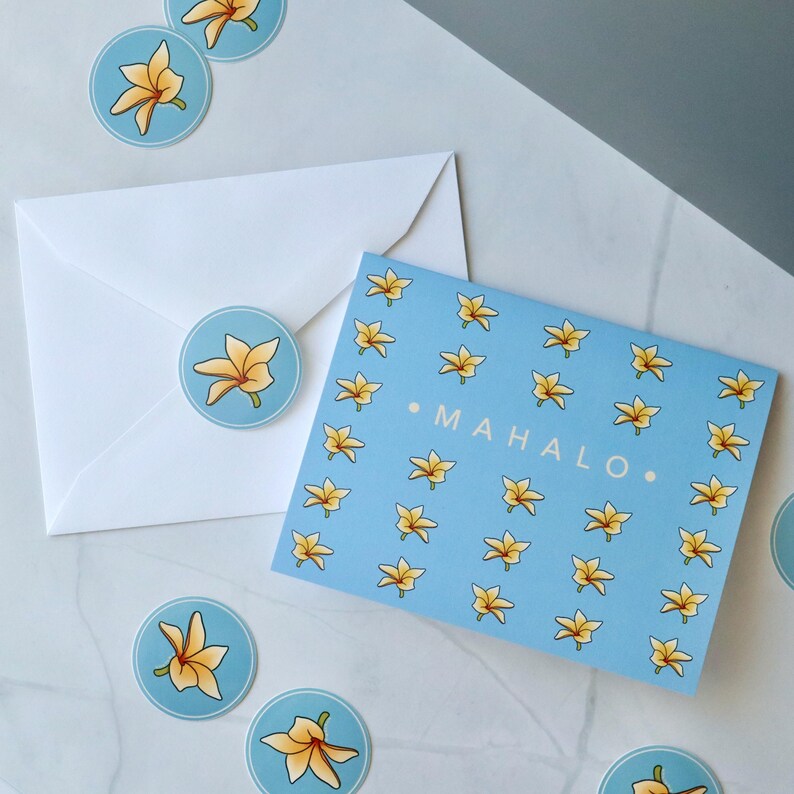 Mahalo Melia (thank You) | Single Note Card | Blank Inside - Etsy